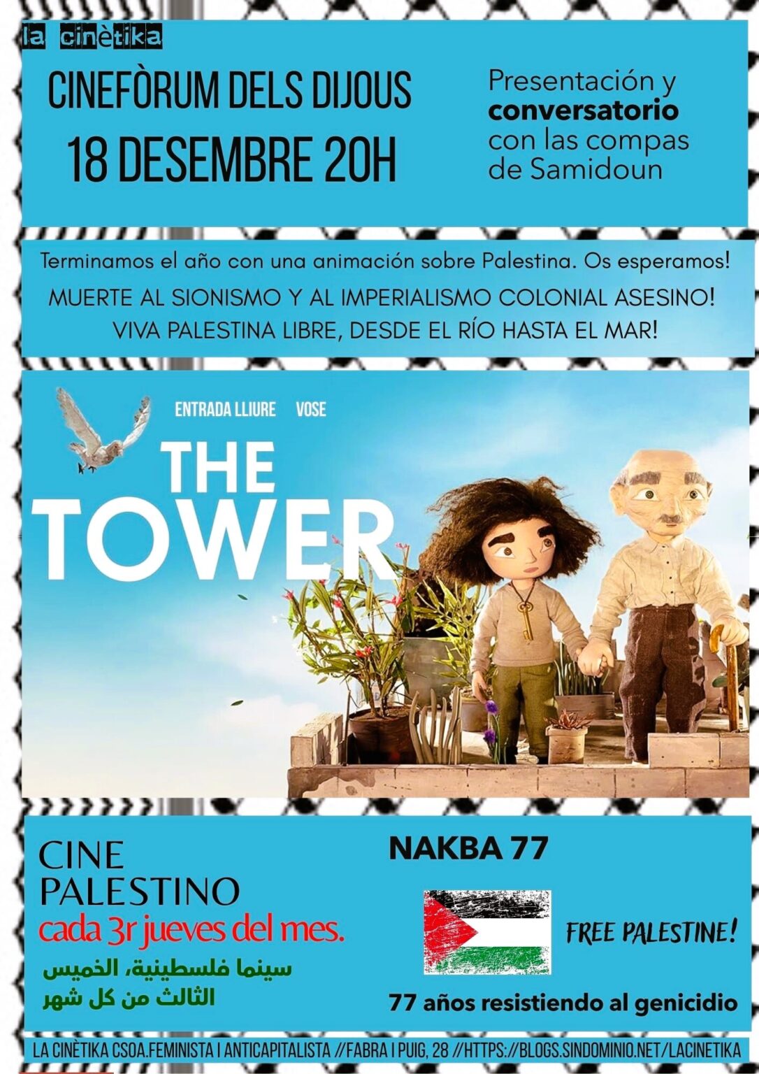 Això és avui: 18/12/25 Cinema Palestí- Cinema Dijous projecta The tower. Dir. Mats Grorud. VOSE ...